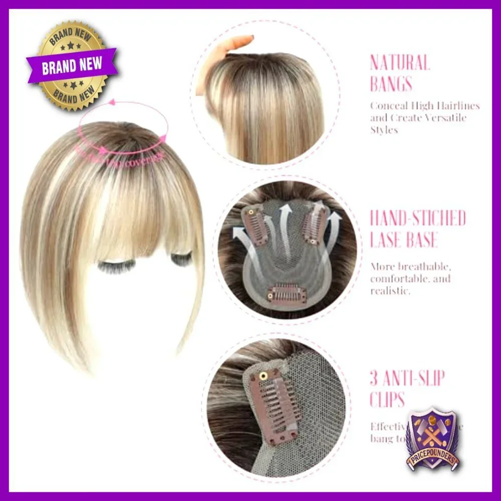 Accessories | Human Hair Topper With Bangs Swiss Lace Base Lightweight ...